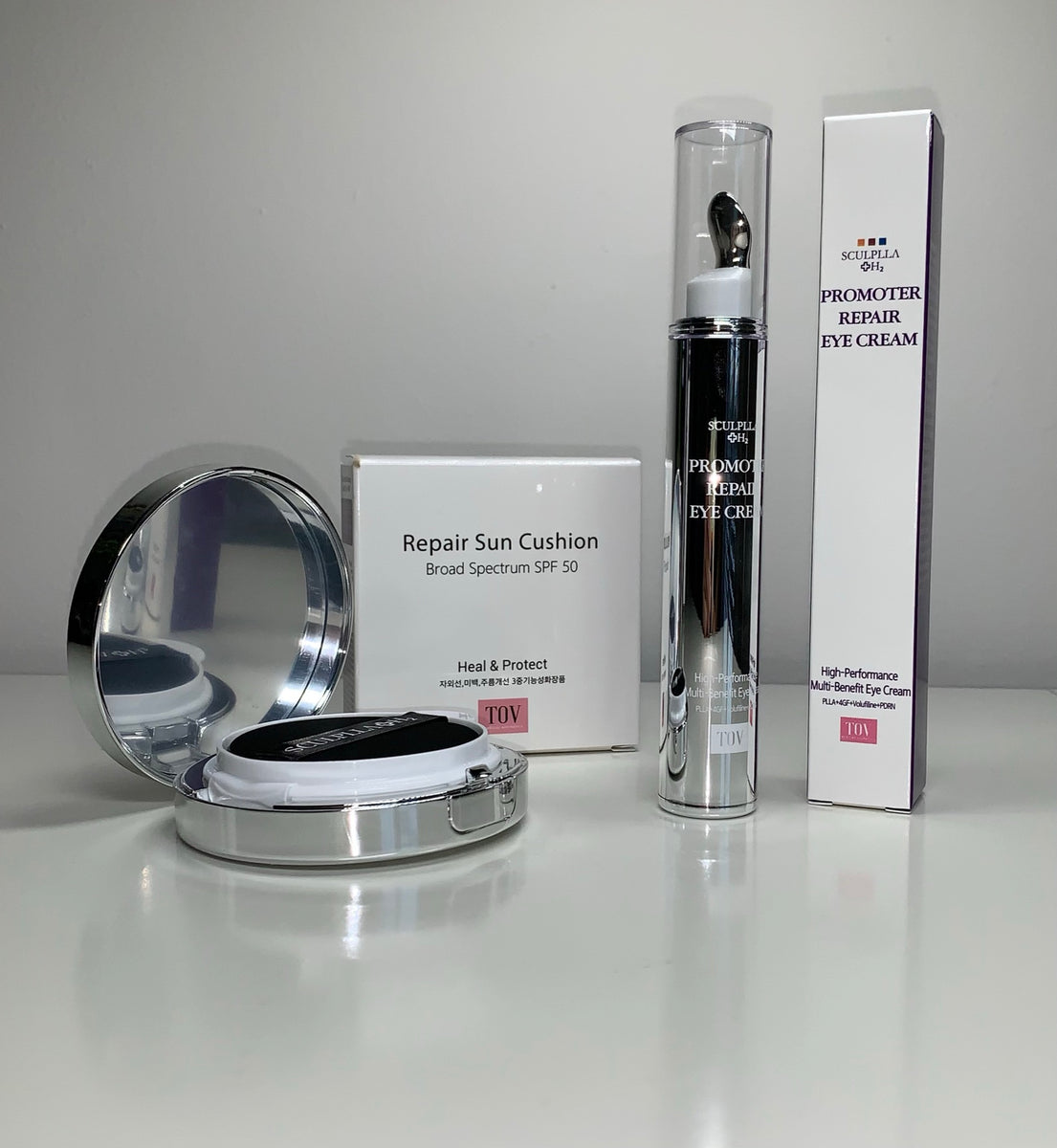 SCULPLLA H2 Repair Sun Cushion SPF 50 with Promoter Repair Eye Cream ...