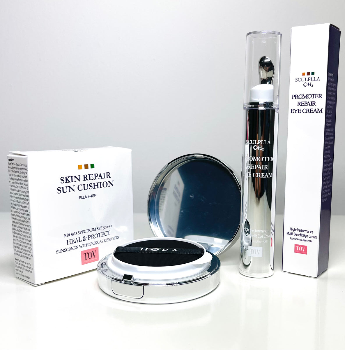 SCULPLLA H2 Repair Sun Cushion SPF 50 with Promoter Repair Eye Cream ...