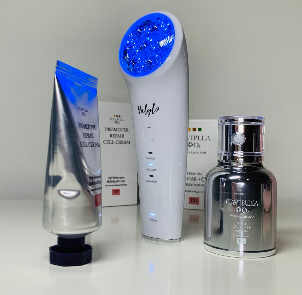 CAVIPLLA O2 Multi Serum with Promoter Repair Cell Cream and free LED ...
